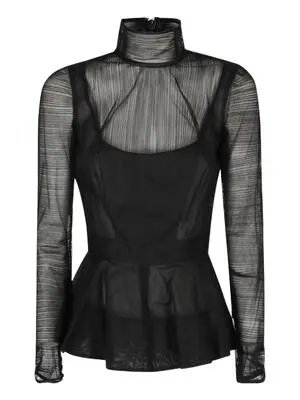 Elisabetta Franchi High-neck Semi-sheer Blouse - Black