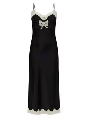 LoveShackFancy Lomira Lace-trim Slip Dress - Black