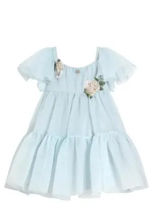 Dolce & Gabbana Ruffled Floral Dress - Light Blue