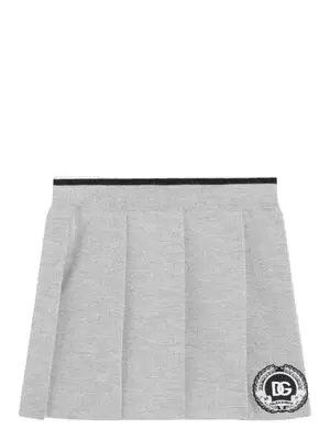 Dolce & Gabbana Pleated Logo-detail Skirt - Grey