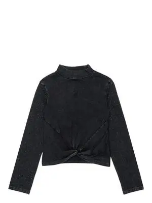 DIESEL® Rhinestone-embellished Twist-detail T-shirt - Black