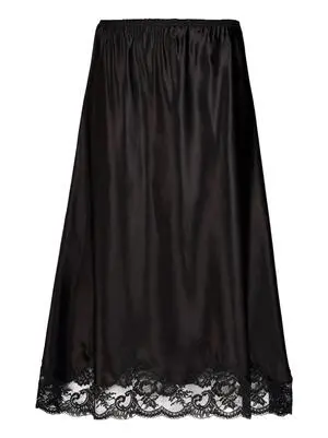 Rabanne Lace-trim Satin Midi Skirt - Black