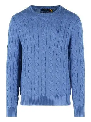 Polo Ralph Lauren Logo Embroidered Cable-knit Jumper - Blue