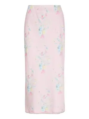 LoveShackFancy Floral Print Skirt Pink