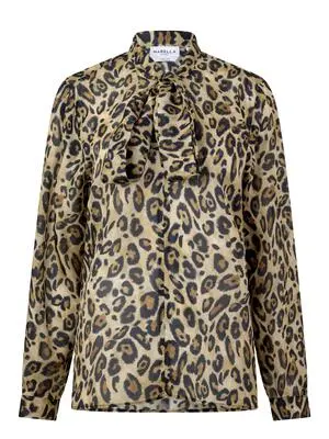 Marella Long-sleeve Blouse With Animal Print And Bow Detail - No