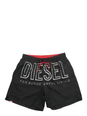 DIESEL® Logo Drawstring Swim Shorts - Black