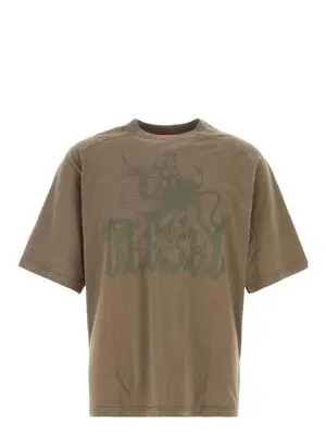 DIESEL® Diesel T-Jussi-A Printed Crewneck T-Shirt Mud
