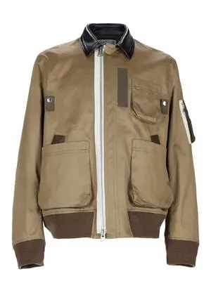 Sacai Giacca Blouson In Cotone Con Zip - Beige