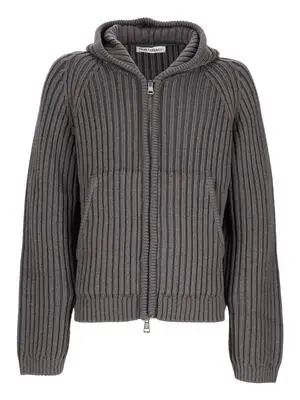 Our Legacy Maglia In Lana Merino Con Zip E Cappuccio - Grey