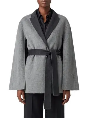ALBERTA FERRETTI Short Wool Belted Robe Coat