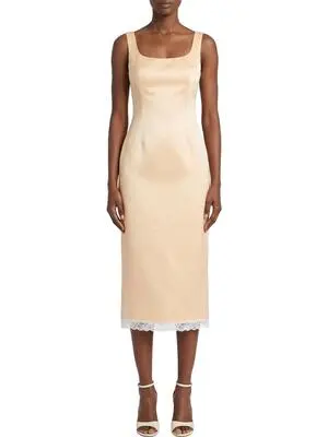 Magda Butrym Off-the-shoulder Silk Blend Midi Sheath Dress - Beige