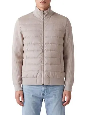HERNO Padded Wool Flannel High Neck Zip-up Cardigan