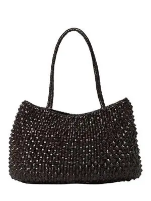 Dragon Diffusion S. Croce Cactus Hand-woven Leather Shoulder Bag Brown