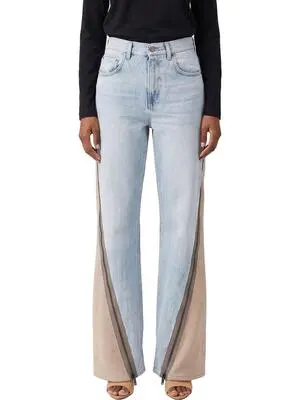 HAIKURE Bonnie High-waisted Printed Denim Flared Jeans - Multicolor