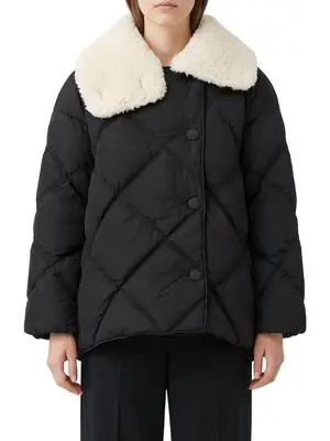 IENKI IENKI Shearling Queen Nylon Puffer Jacket With Asymmetric Closure - Black