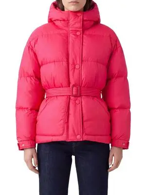 IENKI IENKI Bear Michlin Nylon Puffer Jacket With Ears Hood And Belt - Fuchsia