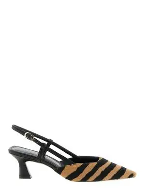 STUART WEITZMAN Vinnie Animal Print Pony Hair Spool Heel Slingback Pumps - Multicolor