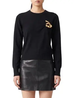 COPERNI Crewneck Virgin Wool Cardigan With Brooch Fastening