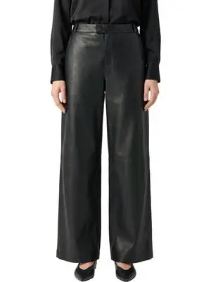 ARMA Smooth Lambskin Leather Mid-rise Wide-leg Trousers
