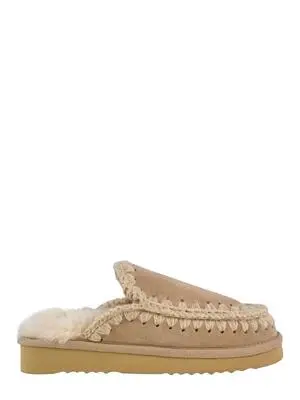 Mou Eskimo Suede Mules With Contrast Stitching And A Lightweight Eva Sole - Beige