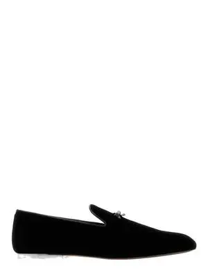 TOM FORD Velvet Loafers With Bow And Pointed Toe
