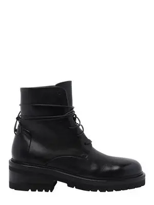 Marsèll Calzone Smooth Leather Combat Boots With Serrated Rubber Sole - Black