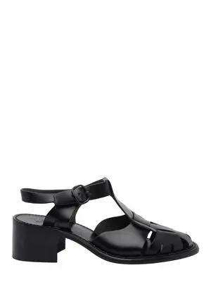 HEREU Pesca Perforated Calfskin Sandals With Medium Heel And Ankle Strap