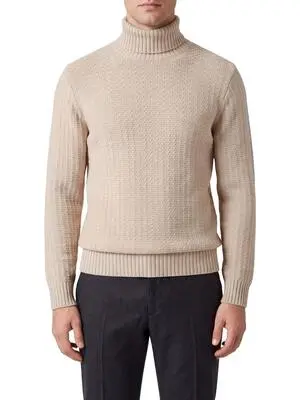CIRCOLO 1901 Wool Turtleneck Jumper With Ribbed Collar And Cuffs - Beige