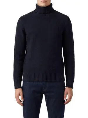 CIRCOLO 1901 Wool Turtleneck Jumper With Ribbed Collar And Cuffs Blue
