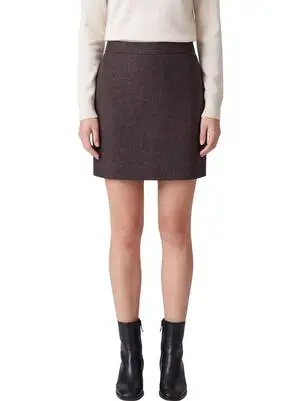 Max Mara High-waisted Virgin Wool Pencil Mini Skirt With Slim Fit - Beige