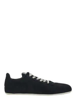Rick Owens Low-top Suede Leather Sneakers With Rubber Sole - Black