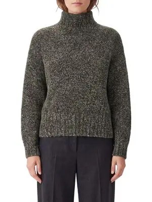 Agnona High-neck Ribbed-trim Jumper In Cashmere, Silk And Wool Blend Brown