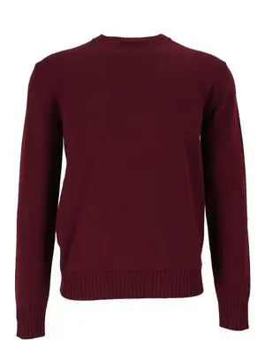 BALLANTYNE Crew-neck Merino Wool Jumper With Ribbed Trims Red