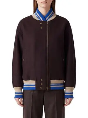 Dries Van Noten Relaxed-fit Wool-blend Bomber Jacket With Asymmetrical Zip - Violet