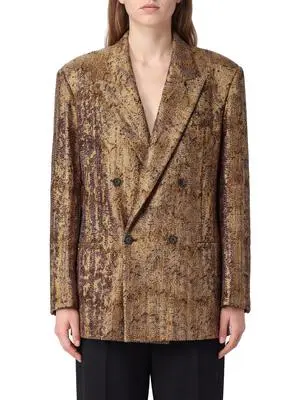 Missoni Sequin-embellished Double-breasted Blazer With Peaked Lapels - Gold