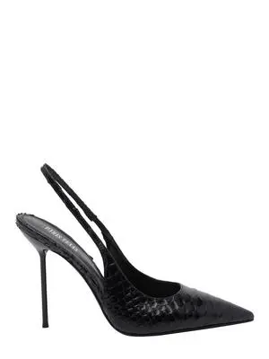 Paris Texas Lidia Python-print Leather High-heel Slingback Pumps - Black