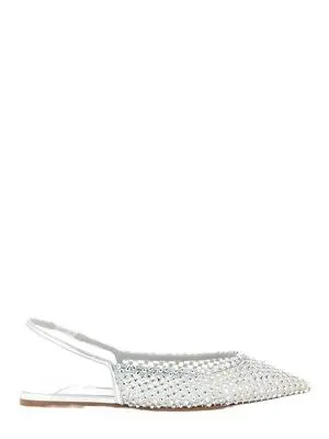 LE SILLA Gilda Crystal-embellished Nylon Mesh Slingback Ballet Flats - Silver
