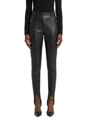 Balmain Mid-rise Smooth Lambskin Leather Skinny Trousers - Black