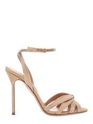 AQUAZZURA Soulmate Crystal-embellished Satin High-heel Sandals - Beige