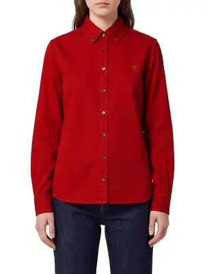 AMI Embroide Logo Button-down Cotton Shirt