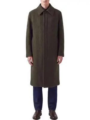 SUNFLOWER Knee-length Single-breasted Wool-blend Coat With Concealed Closure - Green