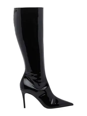 Paris Texas Vera Knee-high Patent Leather Boots With Stiletto Heel - Black