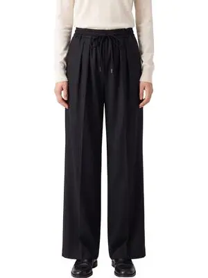 MAX MARA High-waisted Virgin Wool Palazzo Trousers With Drawstring