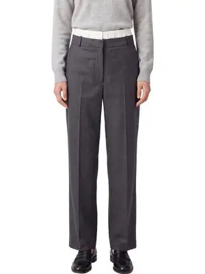 RÓHE Double-layer Straight-leg Virgin Wool Tailored Trousers - Grey