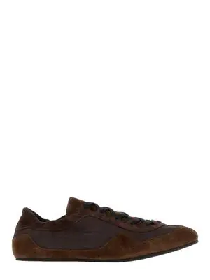 Cecilie Bahnsen Cbblaise Sneakers In Polyester And Suede With Embroidery - Brown
