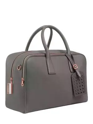 AVITEUR Medium Cristallo Leather Weekender Bag - Grey
