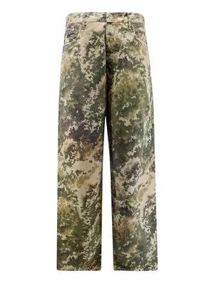NUMERI Camouflage-print Straight-leg Trousers - Neutrals