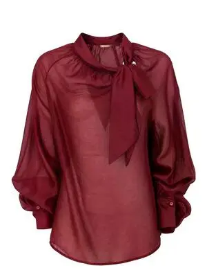 PHO FIRENZE Pussy-bow Blouson-sleeve Blouse