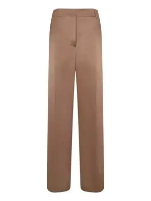 BLANCA VITA Satin-finish Palazzo Pants - Brown