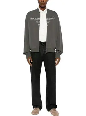 Emporio Armani Logo-print Zip-up Sweatshirt - Grey